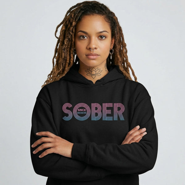 Recovery Hoodie | Retro Sobriety Date Hoodie with Personalized Date ...