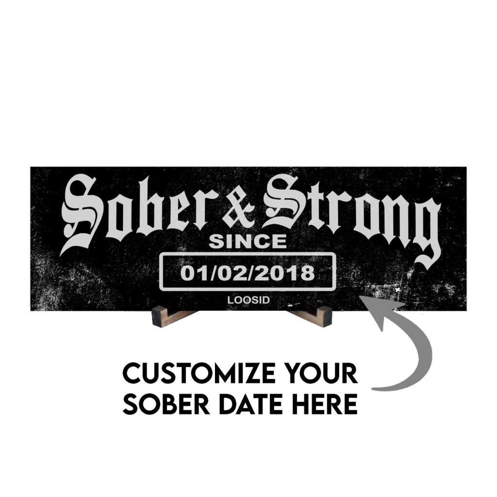 Sober & Strong Printed Composite White Wood Sign w/ Personalized Sobri ...